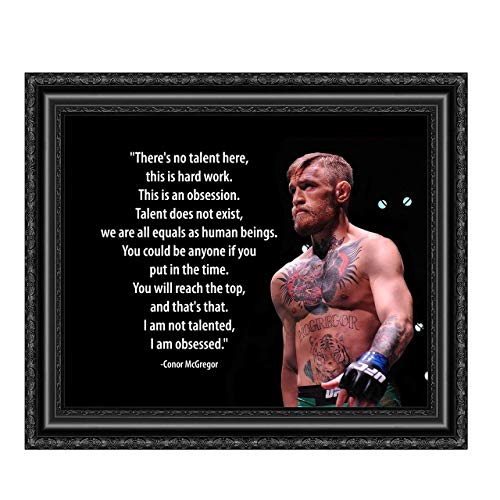 Conor McGregor Quotes Wall Art-"No Talent Here-This Is An Obsession"-10x8" UFC Fighter Poster Print-Ready to Frame. Motivational Decor for Home-Office-School-Cave-Gym. Great Gift for MMA Fans!