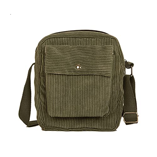 Corduroy Shoulder Tote Bag Women's Crossbody Shoulder Handbags Mini Canvas Handbag Ladies Casual Purse for Women Girl Outdoor TravelďźGreenďź