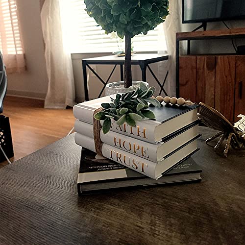 Hardcover Decorative Book,Modern Hardcover Decorative Books,Faith|Hope|Trust(Set of 3) Stacked Books for Decorating Coffee Tables and Bookshelf
