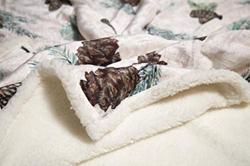 Pinecone Rustic Cabin Sherpa Throw Blanket 54x68