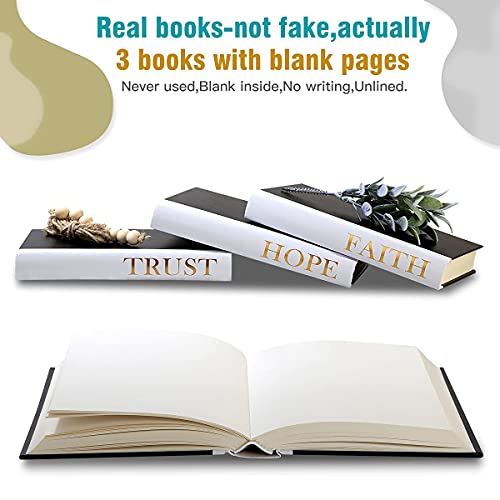 Hardcover Decorative Book,Modern Hardcover Decorative Books,Faith|Hope|Trust(Set of 3) Stacked Books for Decorating Coffee Tables and Bookshelf