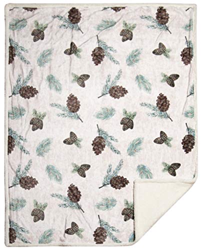 Pinecone Rustic Cabin Sherpa Throw Blanket 54x68