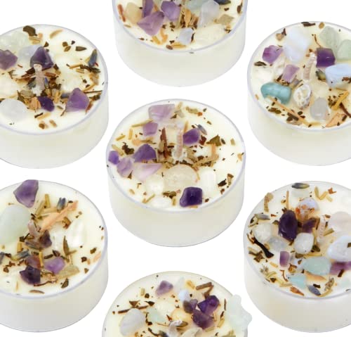 Peaceful Home Candle by New Moon Beginnings - Stress Relief Candle - Energy clearing - All Natural Essential Oil Soy Candle - Crystal Candles (Peaceful Home, 6 Pack Tealights)