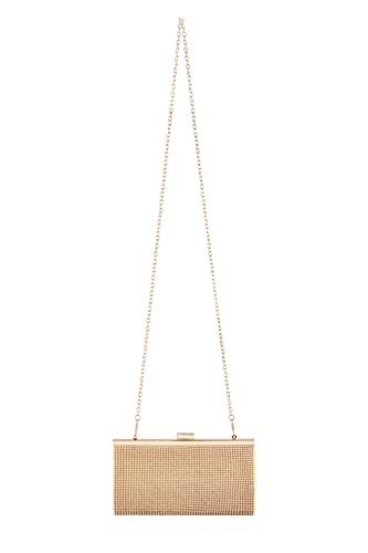 CHIC DIARY Rhinestones Crystal Clutch Purse for Women Evening Bag for Party Prom Crossbody Purse Shoulder Handbag (Gold)