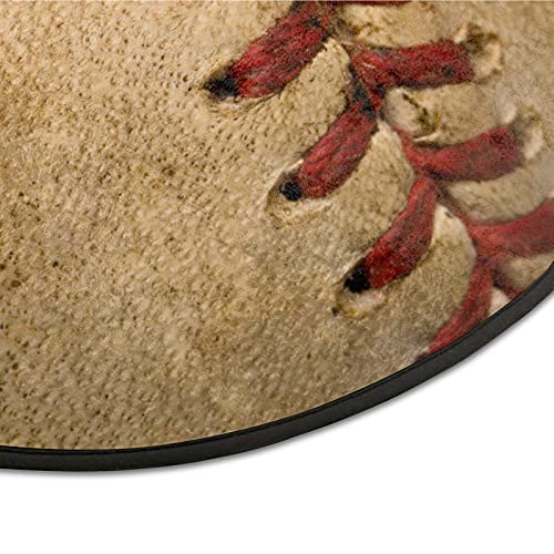 Pardick Baseball Rug 36.2 inch Circle Retro Rug Round Area Throw Rugs for Boys Men Bedroom Living Room Home Nursery Playroom Washable Sports Baseball Ball Room Decor 3ft Rugs Kids Gifts