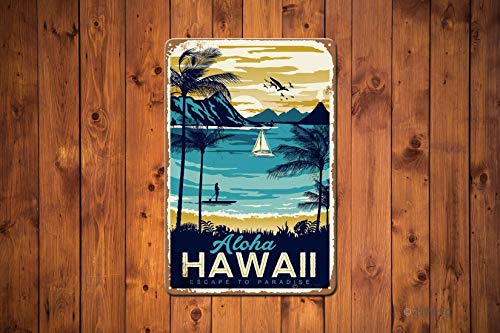 ZYPENG Tin Sign Retro Style Aloha Hawaii Bar Room Metal Sign Home Wall Decor 8 x 12 inches