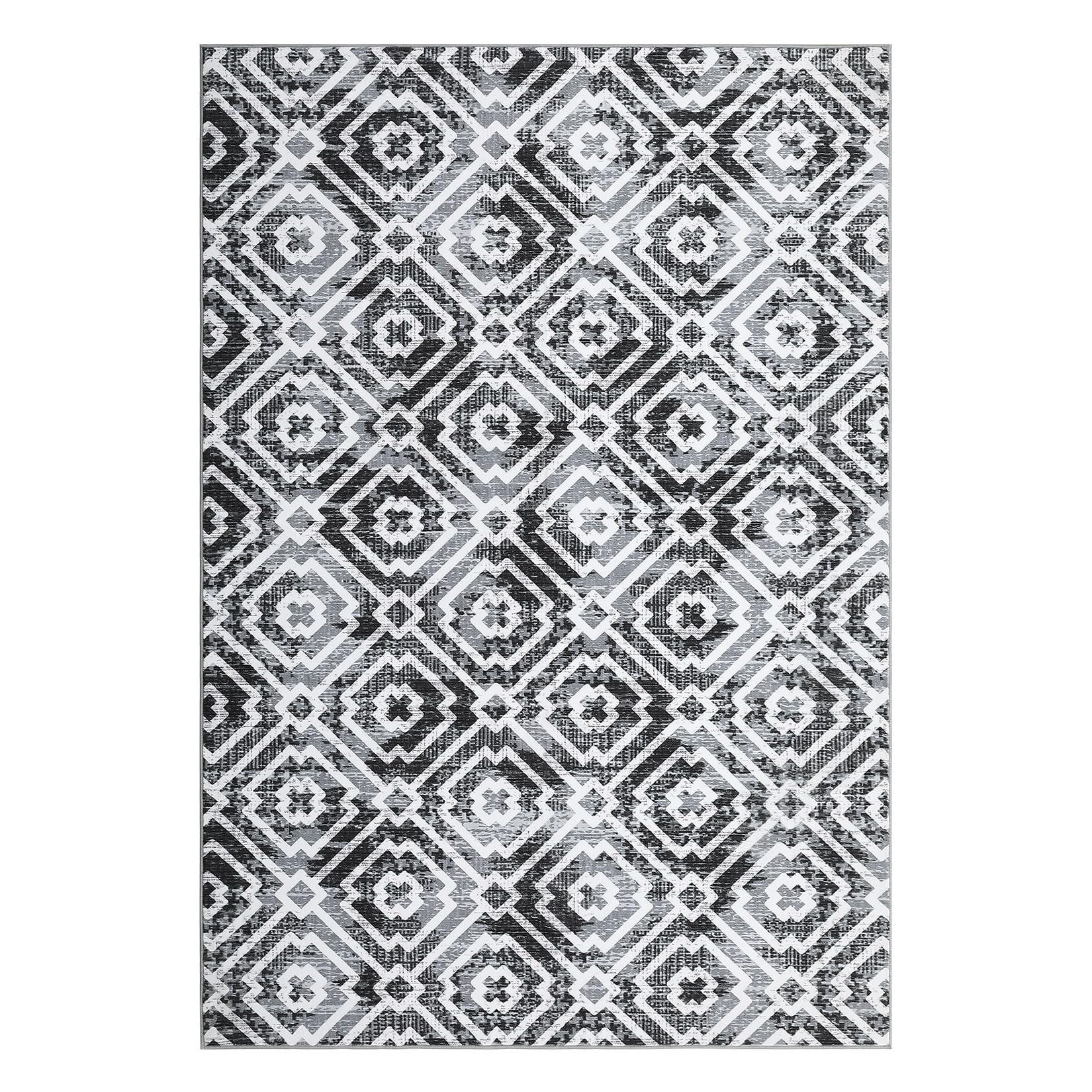 IMINROME Machine Washable 9x12 Area Rug Modern Large Rug Grey Modern Geometric Bedroom Living Room Throw Rug Non-Slip Distressed Dining Room Nursery Mat Non-Shedding Floor Accent Carpet