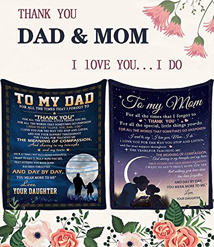 Joyloce to My Dad from Daughter Flannel Fleece Throw Blanket 60"x50", Grateful Love Birthday Gift Throws Blankets, Happy Father's Day Present for Sofa, Super Cozy Lightweight Father Gifts Idea