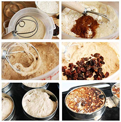 2 Pack LARGE 13.5" Premium Original Danish Dough Whisk Dutch Bread Whisk- Stainless Steel Dutch Style Bread Dough Hand Mixer Wooden Handle Artisian Blender