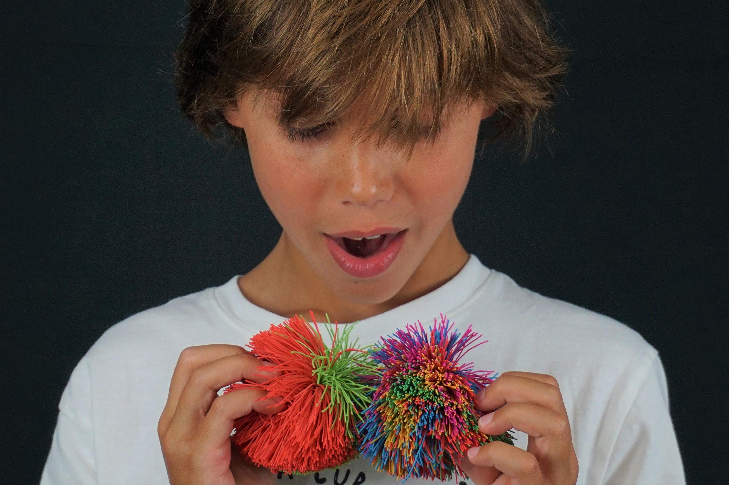 JA-RU Bandy Ball (Random Color), 3" Fidget Ball with String & Spike, Stress Relief Sensory Toy for Kids & Adults