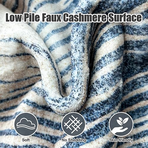 VKLIVING Washable Area Rug 9'x12' Abstract Thin Living Room Non Slip Bedroom Soft Low Pile Machine Washable Lightweight Large Area Rug, Blue&Beige