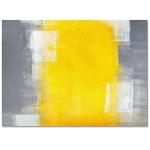 KITHOME Contemporary Non-Slip Area Rug Grey and Yellow Abstract Art Texute Printed Rugs Art Carnival Rubber Backing Living Room Floor Mats Rectangle Area Rug Carpet for Indoor 2'x3'