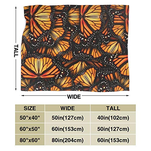 LIVE & LOVE Microfleece Blanket Throw Blanket Heaps of Orange Monarch Butterflies Printed Ultra Soft Lightweight Cozy Warm Microfiber Fuzzy Blanket for Bed Couch Living Room All Seasons