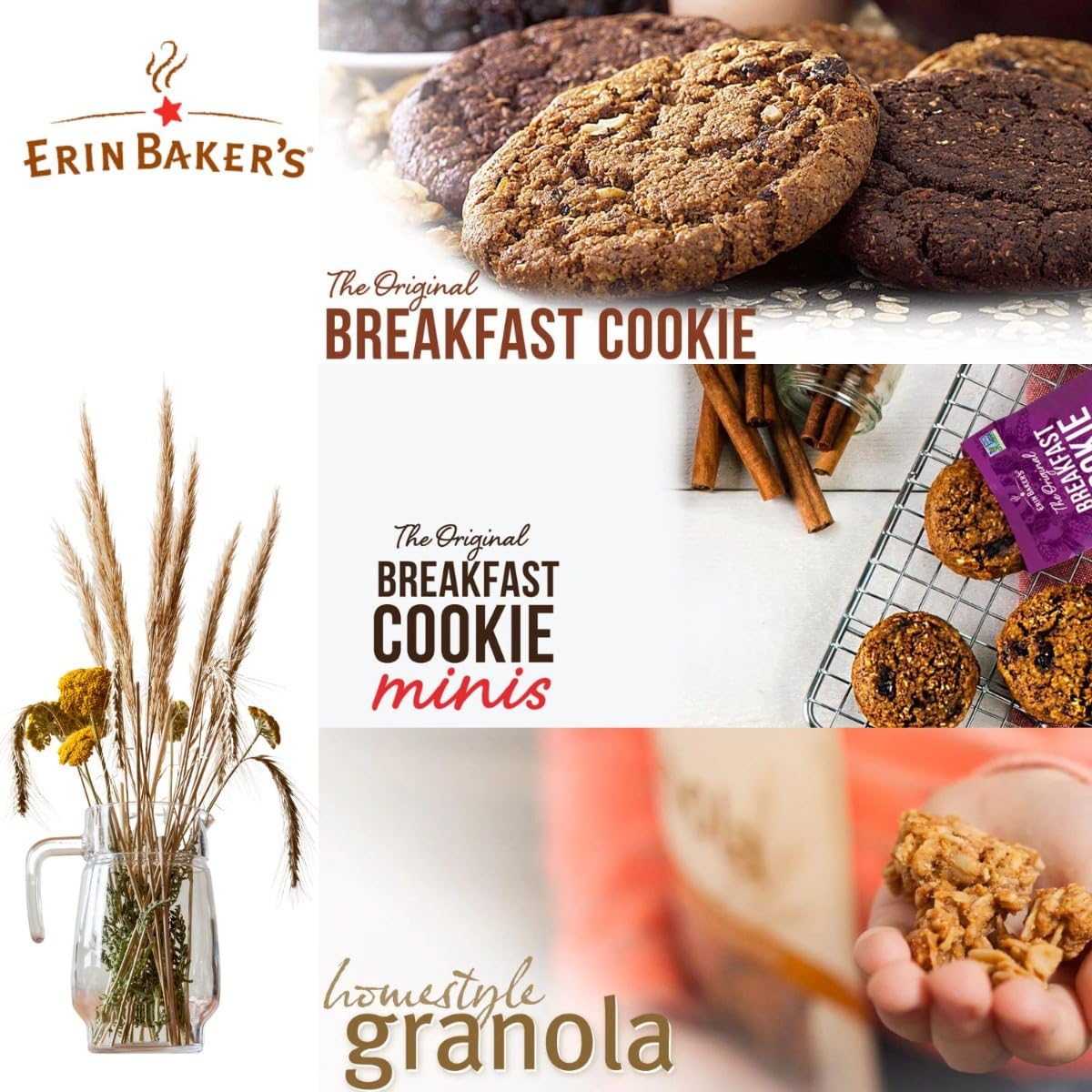 Erin Baker's Homestyle Granola, Fruit & Nut, Ancient Grains, Vegan, Non-GMO, Cereal, 12 Ounce (Pack of 6)