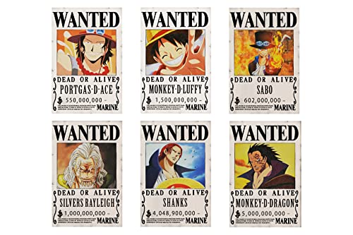 Xiumui OP Pirate Anime Wanted Poster 28.5cm×19.5cm, New Edition, Zorro, Luffy, 1.5 billion, Set of 24
