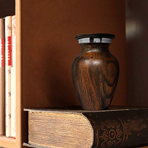 Small Keepsake Cremation Urn For Human Ashes With Wood Grain Finish Choose From 4 Unique Woodgrains Mini Metal Sharing Personal Funeral Urn for Pet or Human Ashes (Red Cherry)