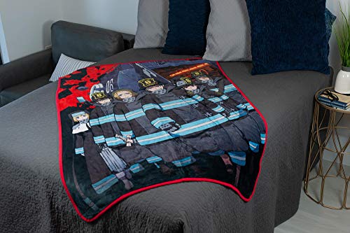 JUST FUNKY Fire Force Anime Series Fleece Throw Blanket | Fire Force Manga Throw Blankets | Fire Force Character Favorites Anime Blanket | Measures 60 x 45 Inches