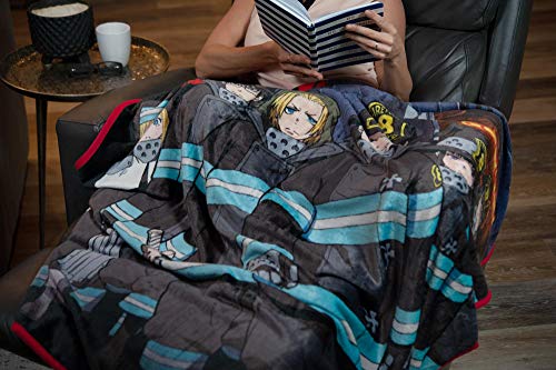JUST FUNKY Fire Force Anime Series Fleece Throw Blanket | Fire Force Manga Throw Blankets | Fire Force Character Favorites Anime Blanket | Measures 60 x 45 Inches