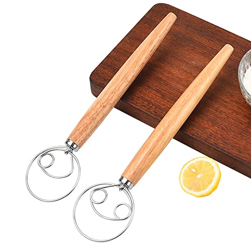 Danish Dough Whisk Cosybeau 13 Inch Bread Mixer For Dough Hooks With Stainless Steel Ring Dutch Whisk Kitchen Baking Tools Supplies Wisks For Bread Batter Cake Pastry (Lap+Double Lap)