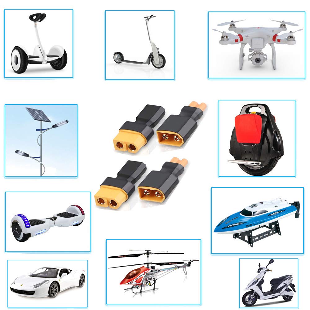 2 Pair No Wires XT30 to XT60 Plug Female Male Adapter Wireless Connector for RC FPV Drone Car Lipo NiMH Battery Charger ESC