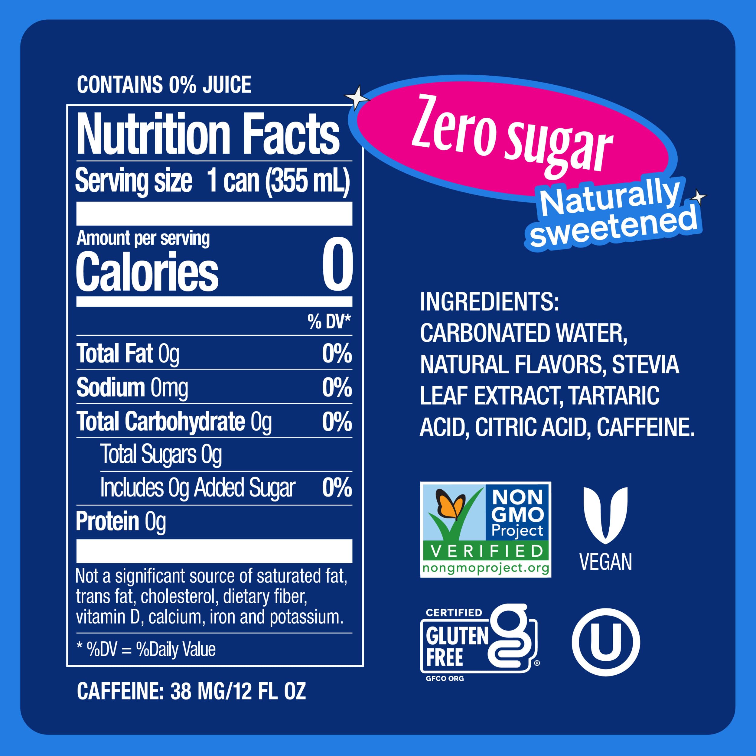Zevia Zero Sugar Soda, Cherry Cola, 12 oz Cans (24-Pack) – Naturally Sweetened, Zero Calorie Sugar Free Soda - Non-GMO Project Verified, Gluten-Free, Vegan