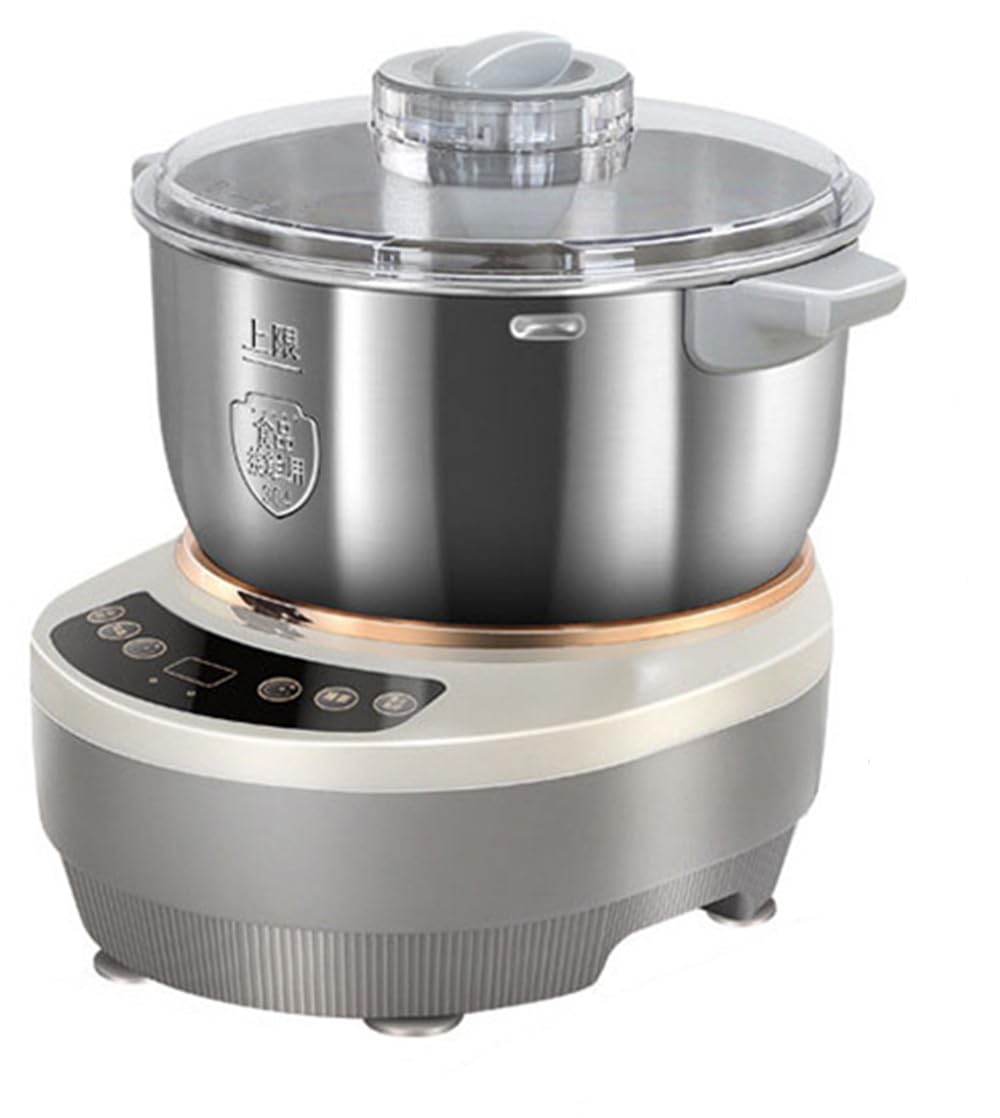 EEYZD Dough Maker with Ferment Function, Stainless Steel Professional Dough Mixer with Microcomputer Timing&Face-Up Touch Panel, Large Capacity,Grey,5L
