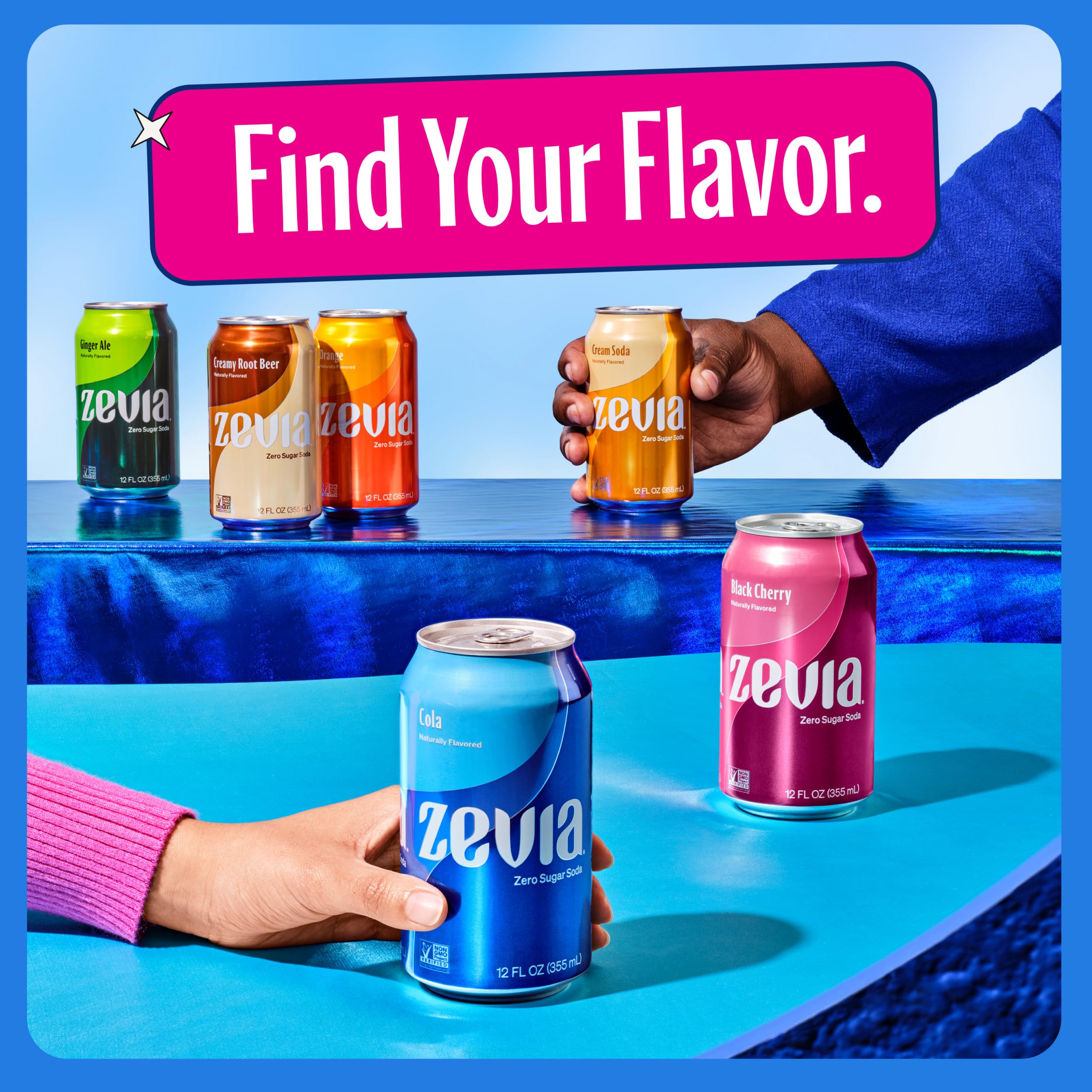 Zevia Zero Sugar Soda, Cherry Cola, 12 oz Cans (24-Pack) – Naturally Sweetened, Zero Calorie Sugar Free Soda - Non-GMO Project Verified, Gluten-Free, Vegan