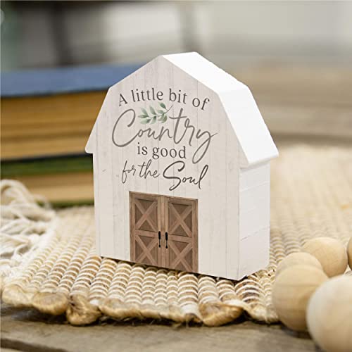 P. Graham Dunn Country is Good for Soul Barn Brown 3.5 x 3.25 Pine Wood Tabletop Shape Sign