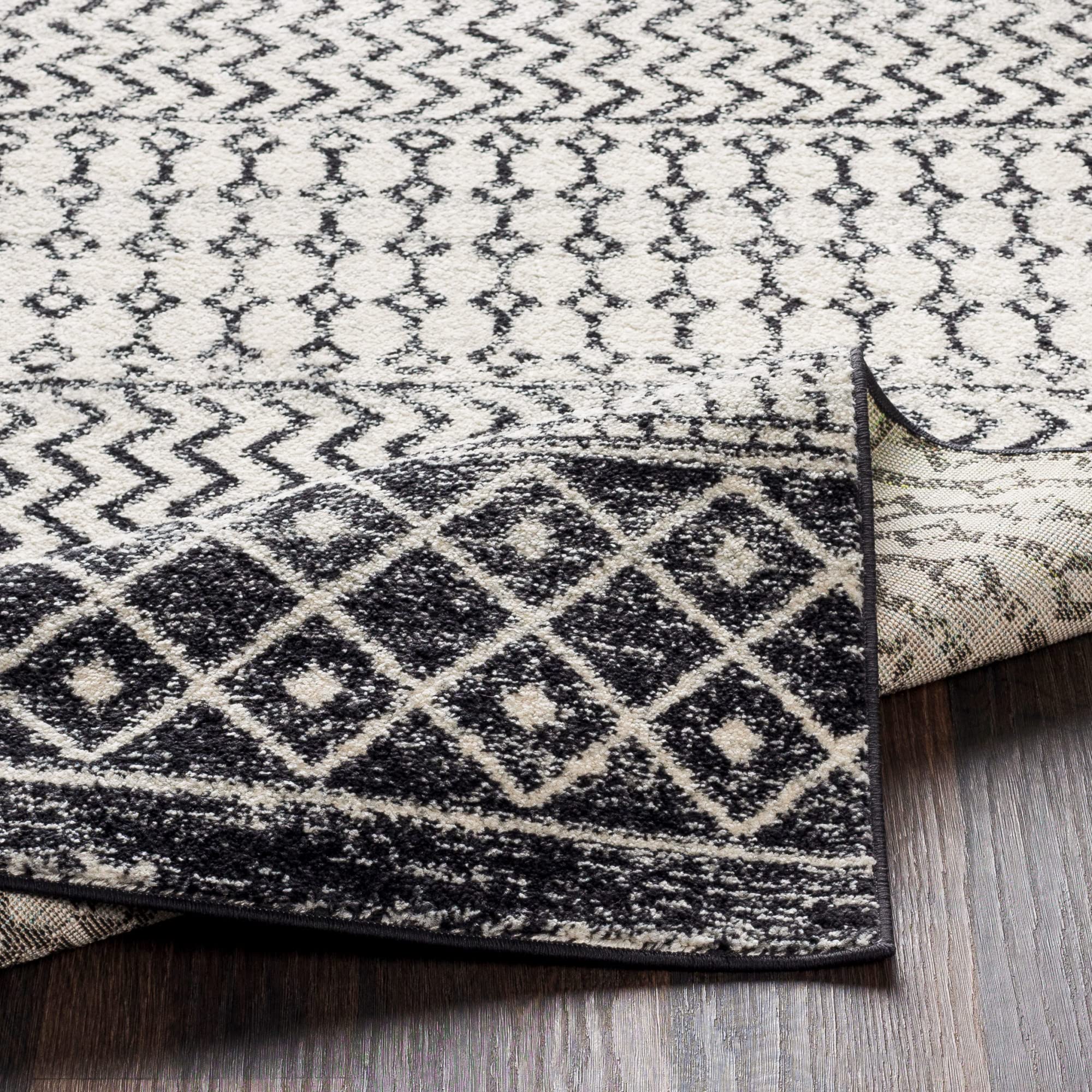 Livabliss Chester Boho Moroccan Area Rug,9' x 12'6",Black