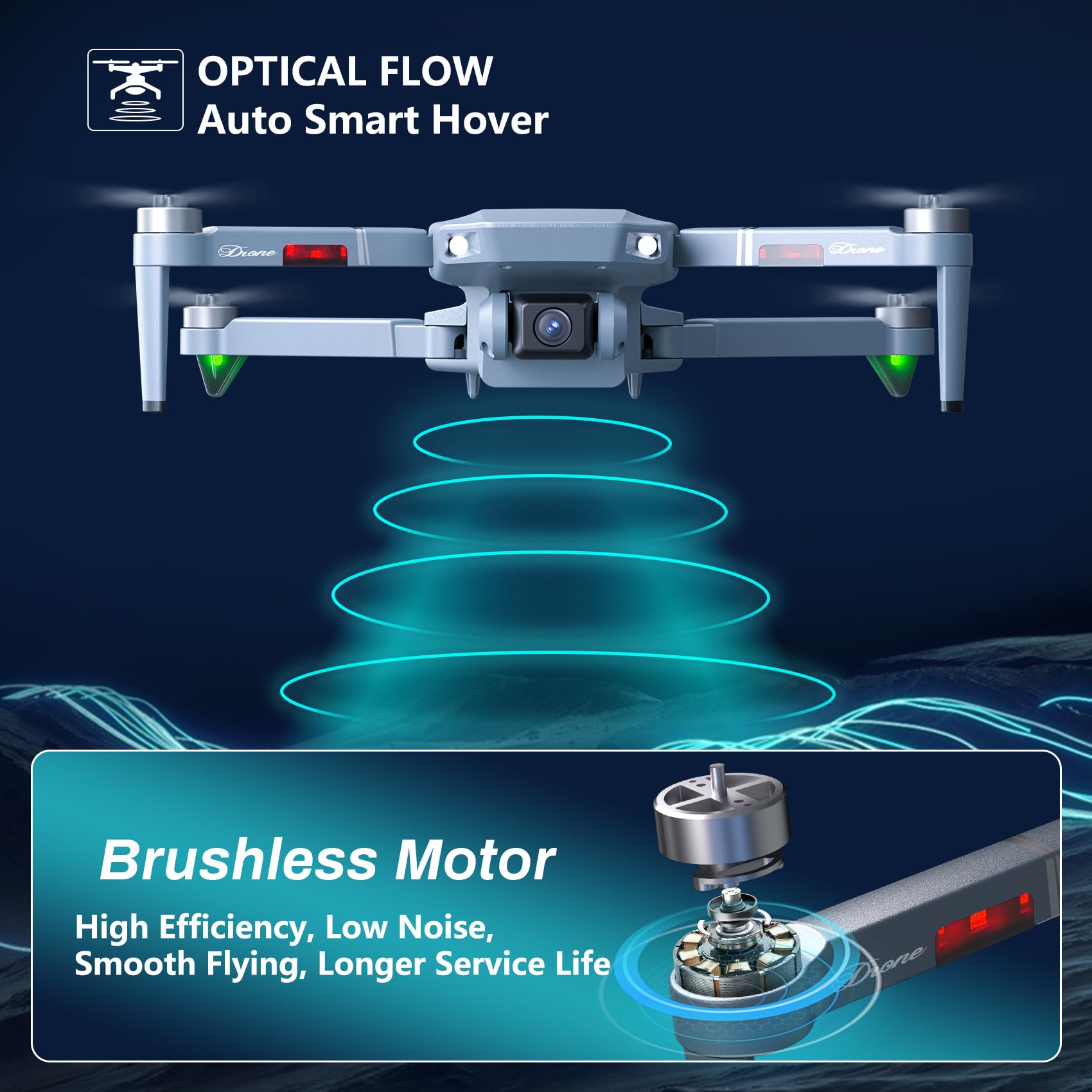 Brushless Motor Drone with Dual Camera Real 1080P WiFi RC Quadcopter Remote Control Airplanes Long Range FPV Plane Gift for Adults Kids Beginner, 2 Batteries 34 Mins Flight Time,Speed Adjustment,Waypoints,Gesture Selfie,Auto Hover