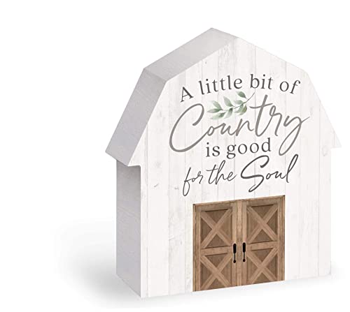 P. Graham Dunn Country is Good for Soul Barn Brown 3.5 x 3.25 Pine Wood Tabletop Shape Sign