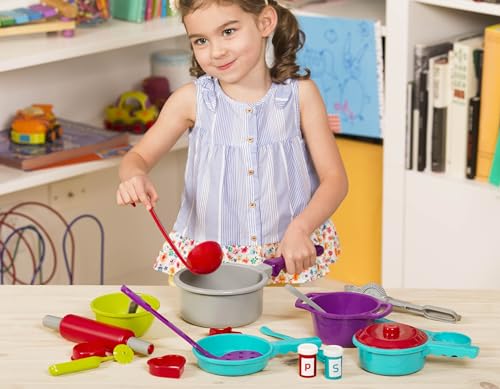 Battat – Pretend Cooking Set – Plastic Kitchen Toys – Play Dishes & Utensils-Toddler Cooking Set – 3 Years + (21 Pcs)