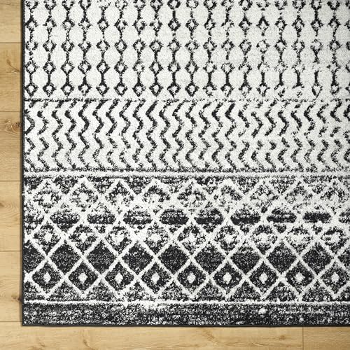 Livabliss Chester Boho Moroccan Area Rug,9' x 12'6",Black