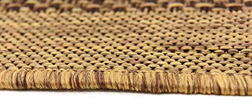 Unique Loom Outdoor Border Collection Area Rug - Multi Border (9' x 12' Rectangle, Light Brown/ Brown)