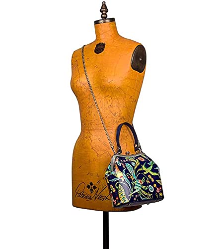 Patricia Nash Bonifati Frame Birds Of Paradise Patriot Blue Leather Satchel