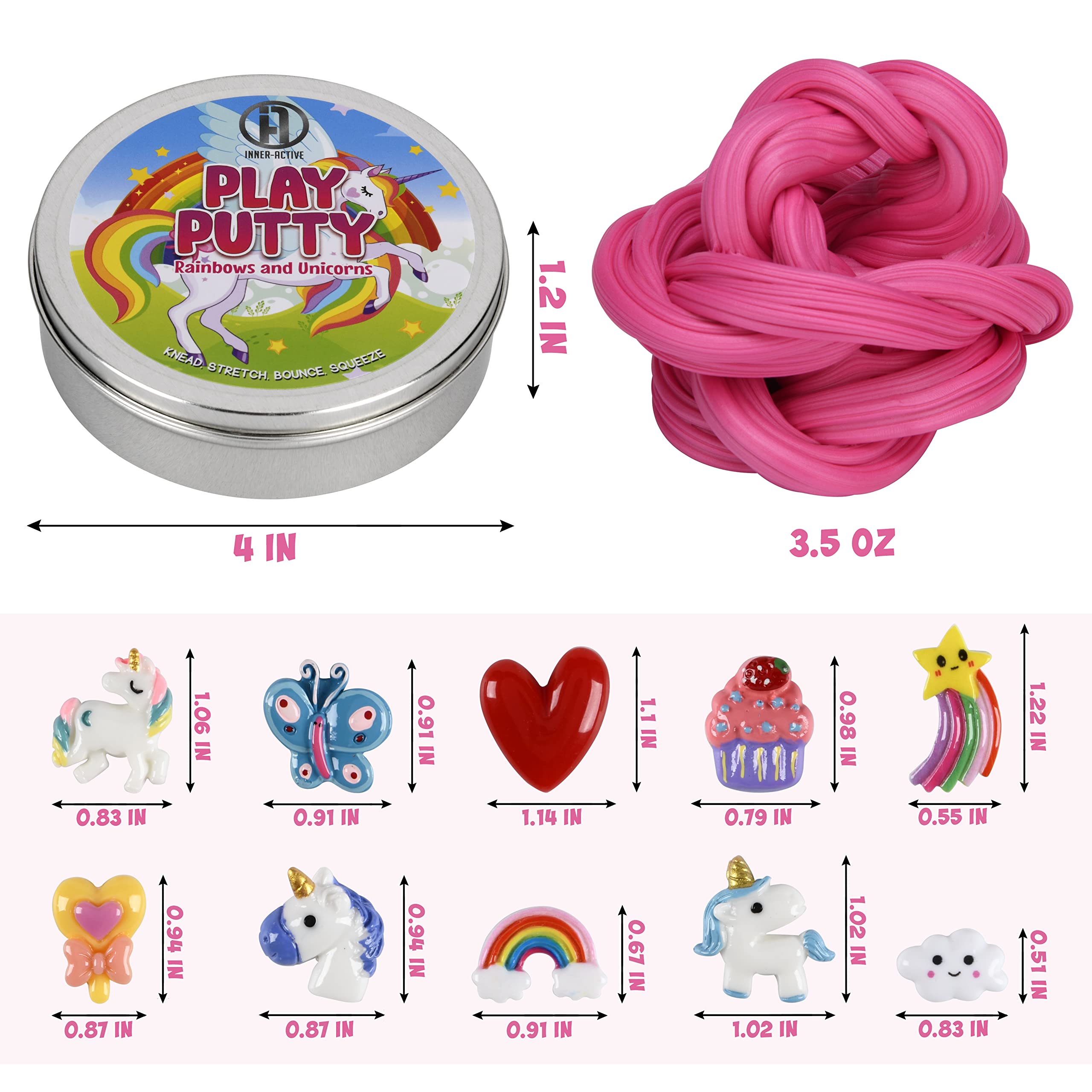 Play Putty Therapy Putty for Kids with Charms Rainbows and Unicorns Theraputty Medium Resistance, Fine Motor Skills and Hand Strength, Occupational Therapy Sensory Fidget Toy and Tool