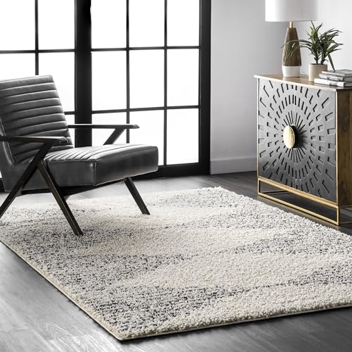 nuLOOM Scarlette Abstract Diamond Shag Area Rug, 9x12, Off-white