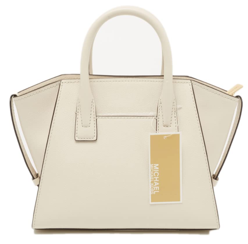 Michael Kors Avril Small Top Zip Slouchy Satchel Crossbody Light Cream White
