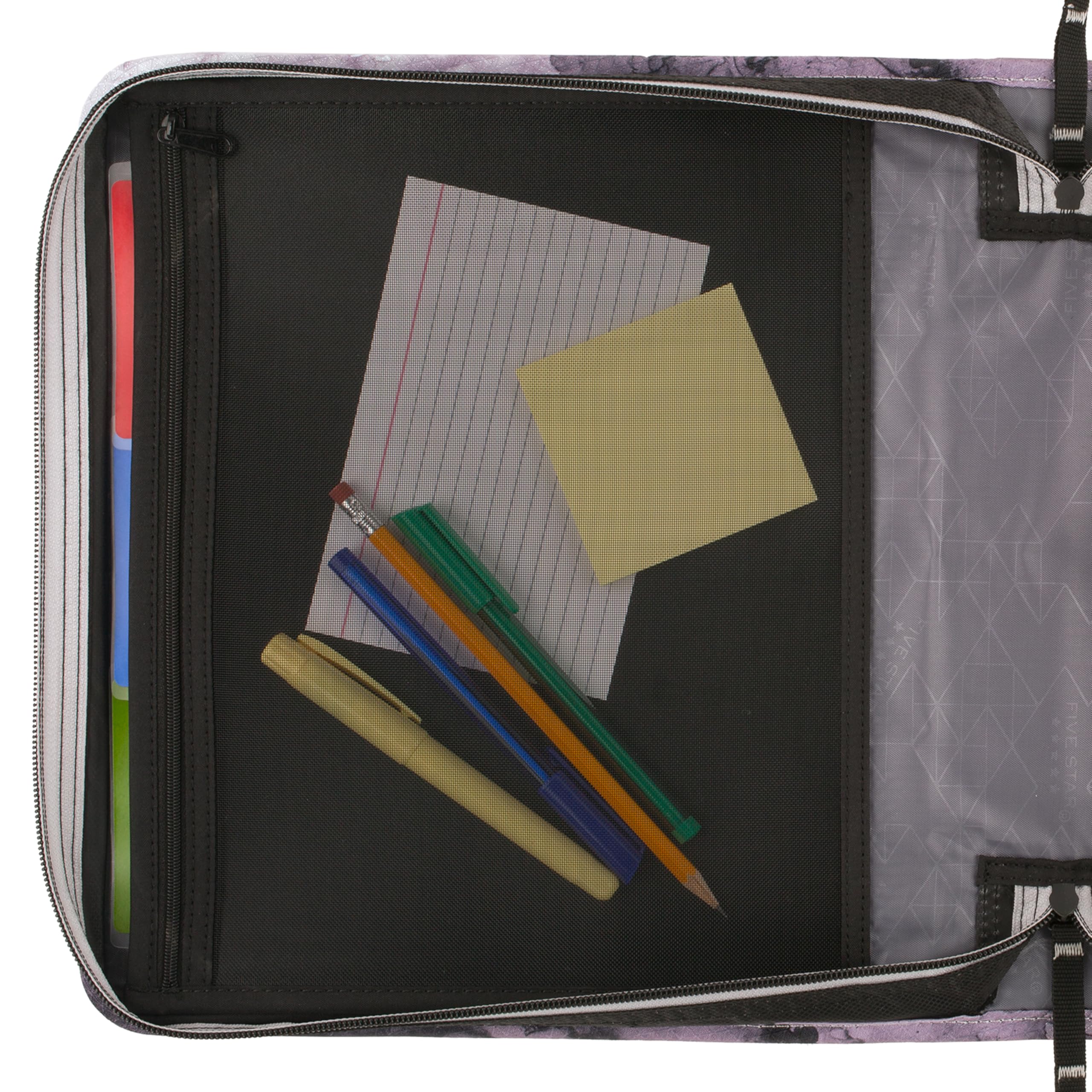 Five Star Zipper Binder, 2 Inch 3-Ring Binder for School, 530 Sheet Capacity, 3 Removable Tabbed File Folders, Black (29036IT8)