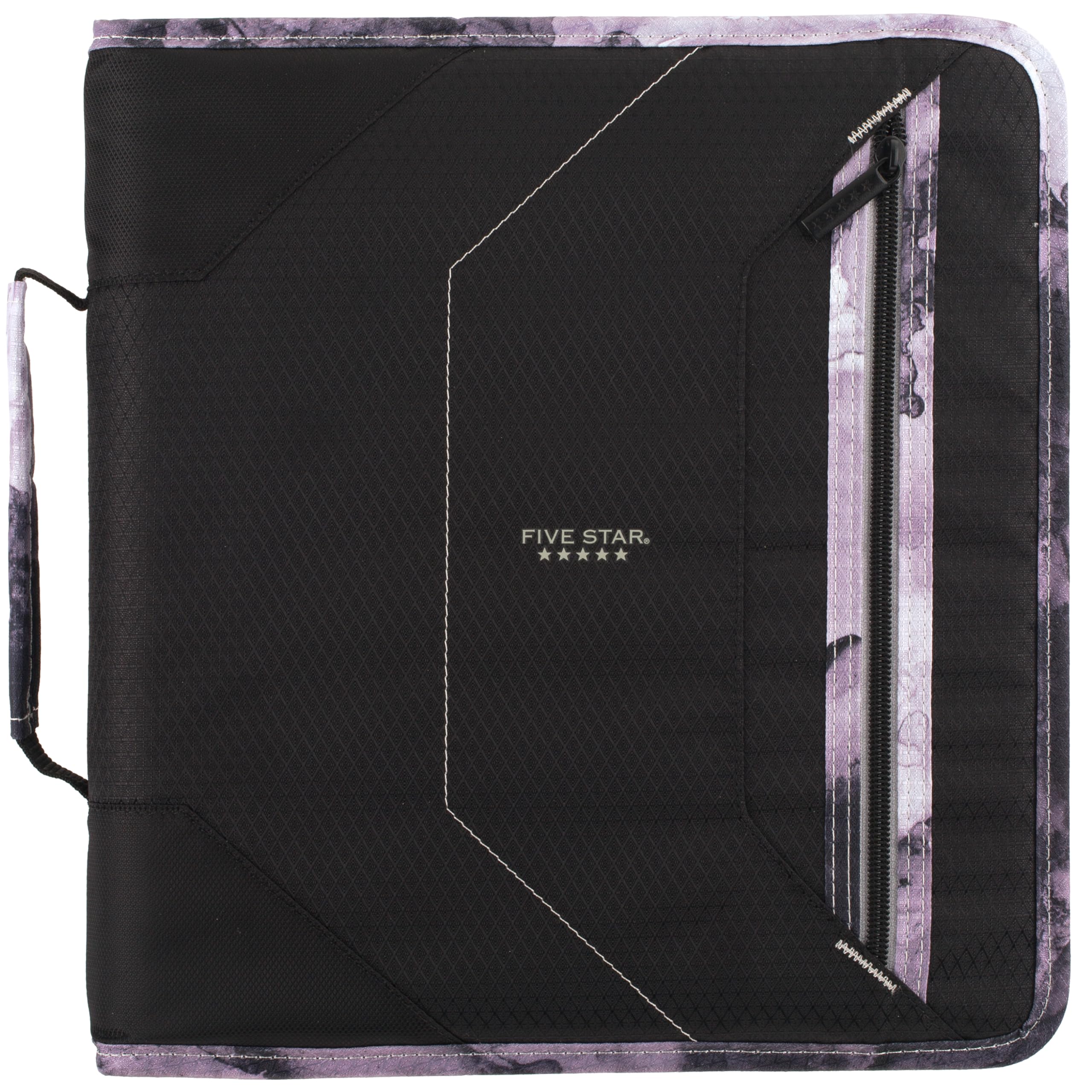 Five Star Zipper Binder, 2 Inch 3-Ring Binder for School, 530 Sheet Capacity, 3 Removable Tabbed File Folders, Black (29036IT8)