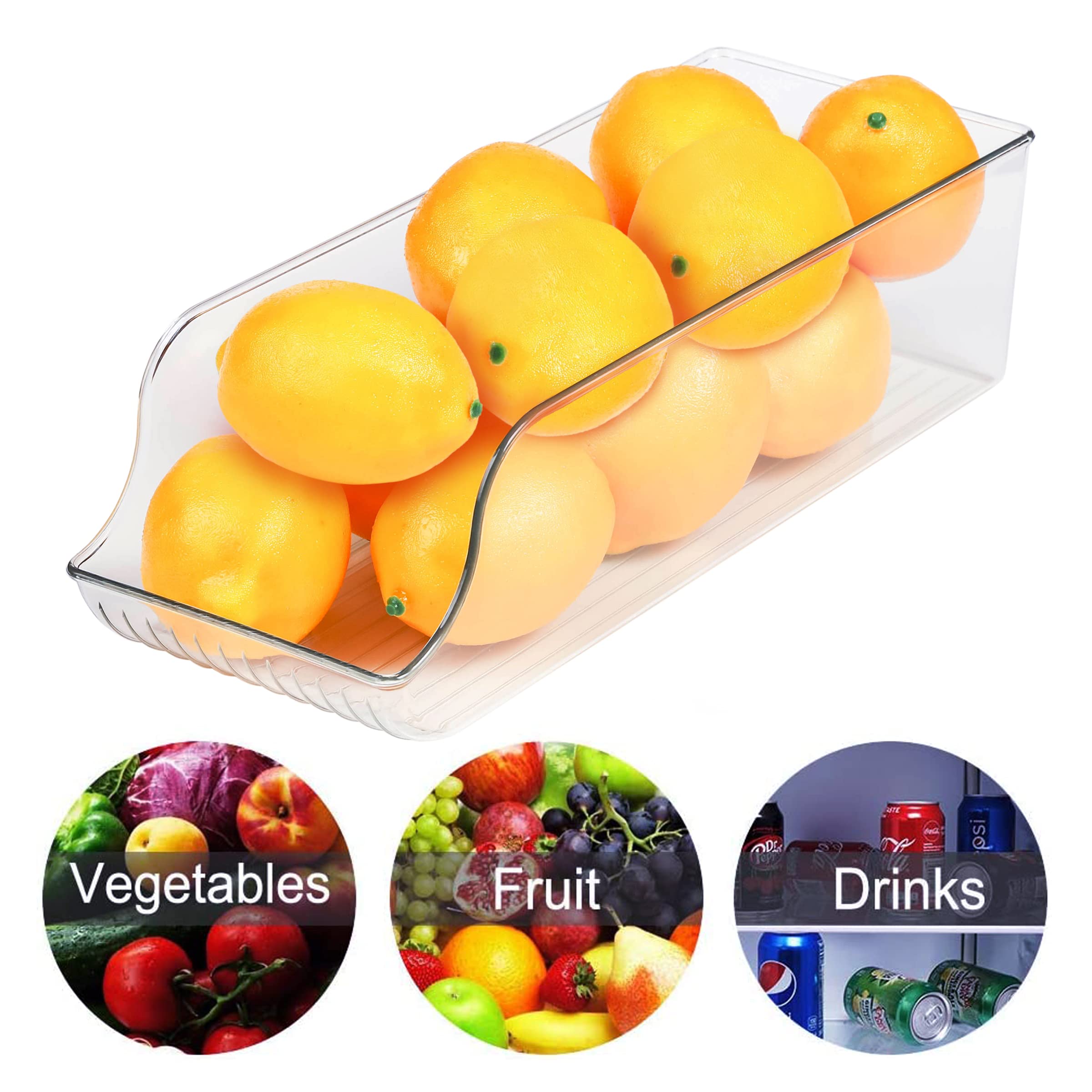 Refrigerator Organizer Bins Pop Soda Can Dispenser Clear Plastic Canned Drink Holder Storage for Fridge, Freezer, Kitchen, Countertops, Cabinets (2)