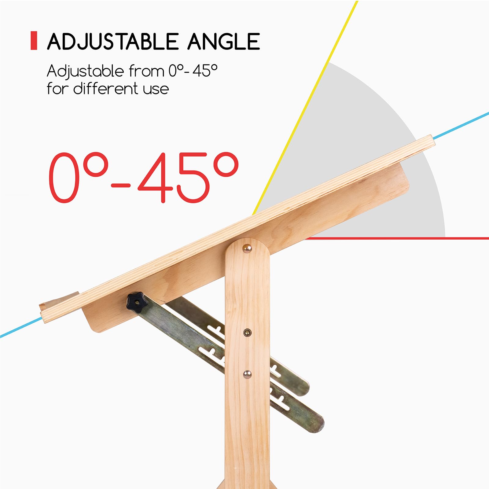 MEEDEN Solid Wood Drafting Table, Artist Drawing Desk, Writing Desk Studio Desk, Art Craft Table with Adjustable Height and Tiltable Tabletop for Artwork, Graphic Design, Reading