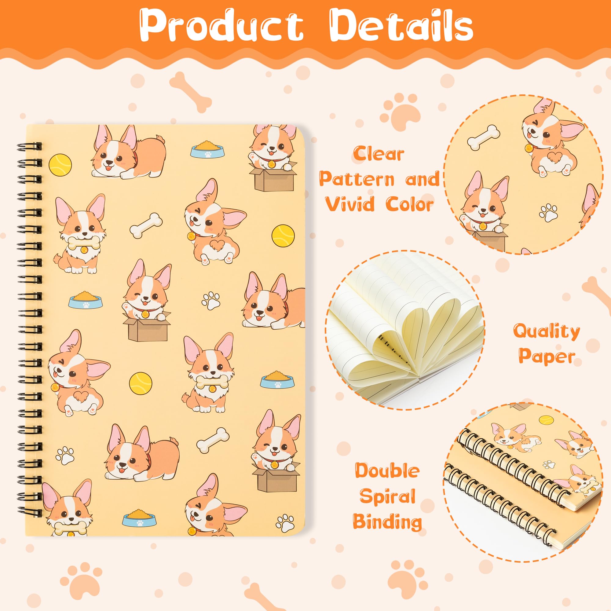 Xqumoi Corgi Sticky Note A5 Notebooks Pen Stationery Set - Corgi Self-Stick Notes Pads 2 Pack Spiral Notebooks Black Gel Ballpoint Pen Back to School Office Supplies Teacher Appreciation Gift with Box