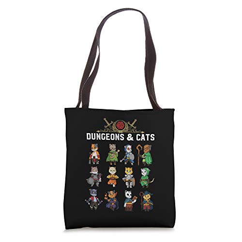 Adventurer Cats RPG D20 Fantasy Tabletop Roleplaying Gamer Tote Bag