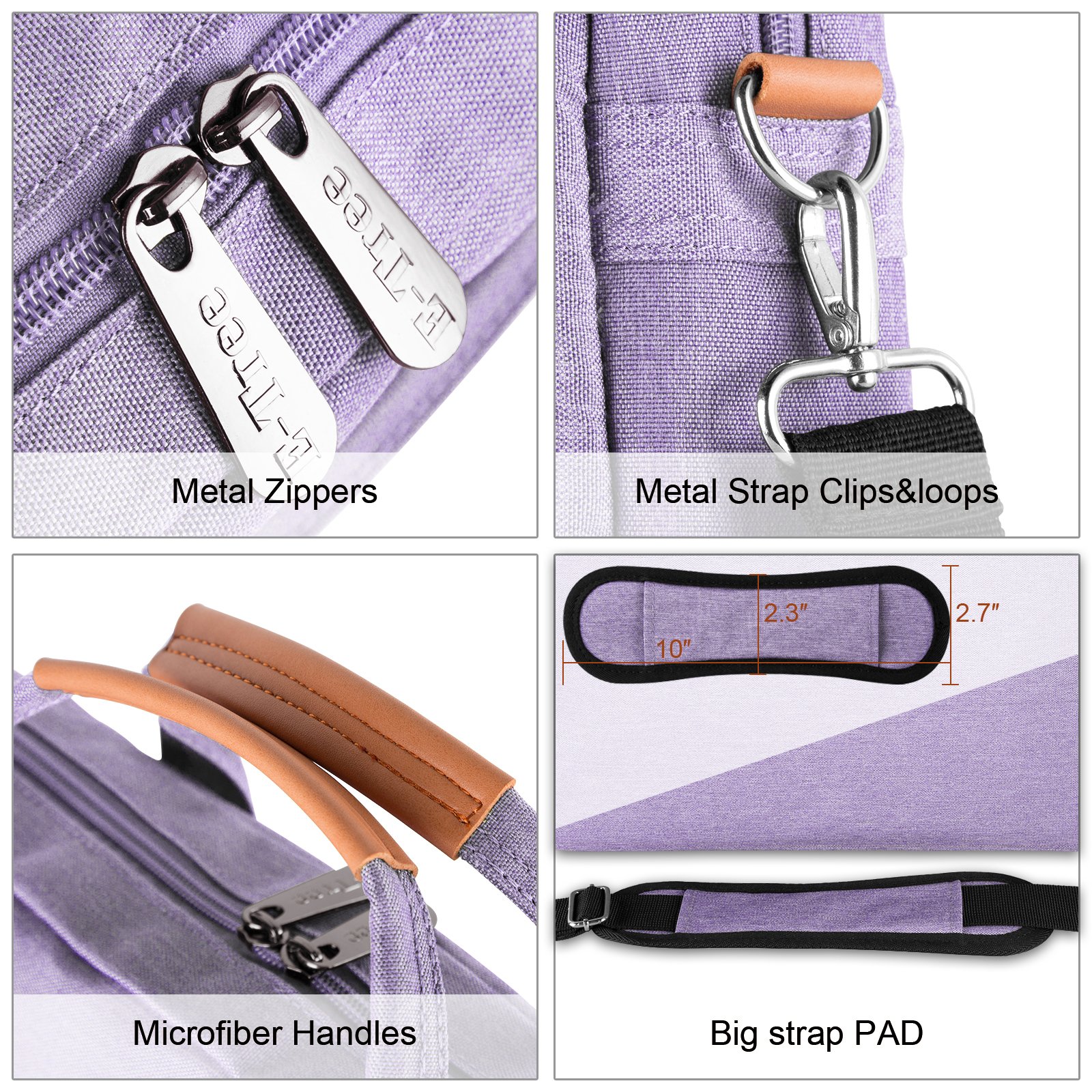 E-Tree Laptop Bag for Women, 15.6 inch Shockproof Padded Laptop Case Briefcase Computer Bag Messenger Bag Work Bag 15 inch Purple