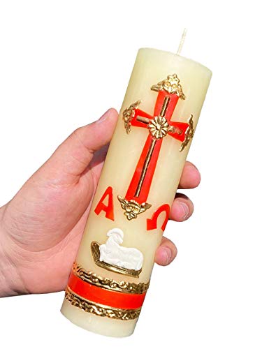 Cirio Pascual Rojo Alpha Omega Candle for the Easter Celebration - Devotional Candle - Confirmation o confirmacion boda o bautizo - Baptism candle or wedding Candle - Vela de matrimonio easter candles