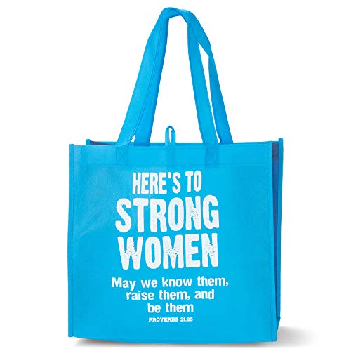 Here's To Strong Women Royal Blue 12.5 x 12 Canvas Fabric Eco Tote Handbag
