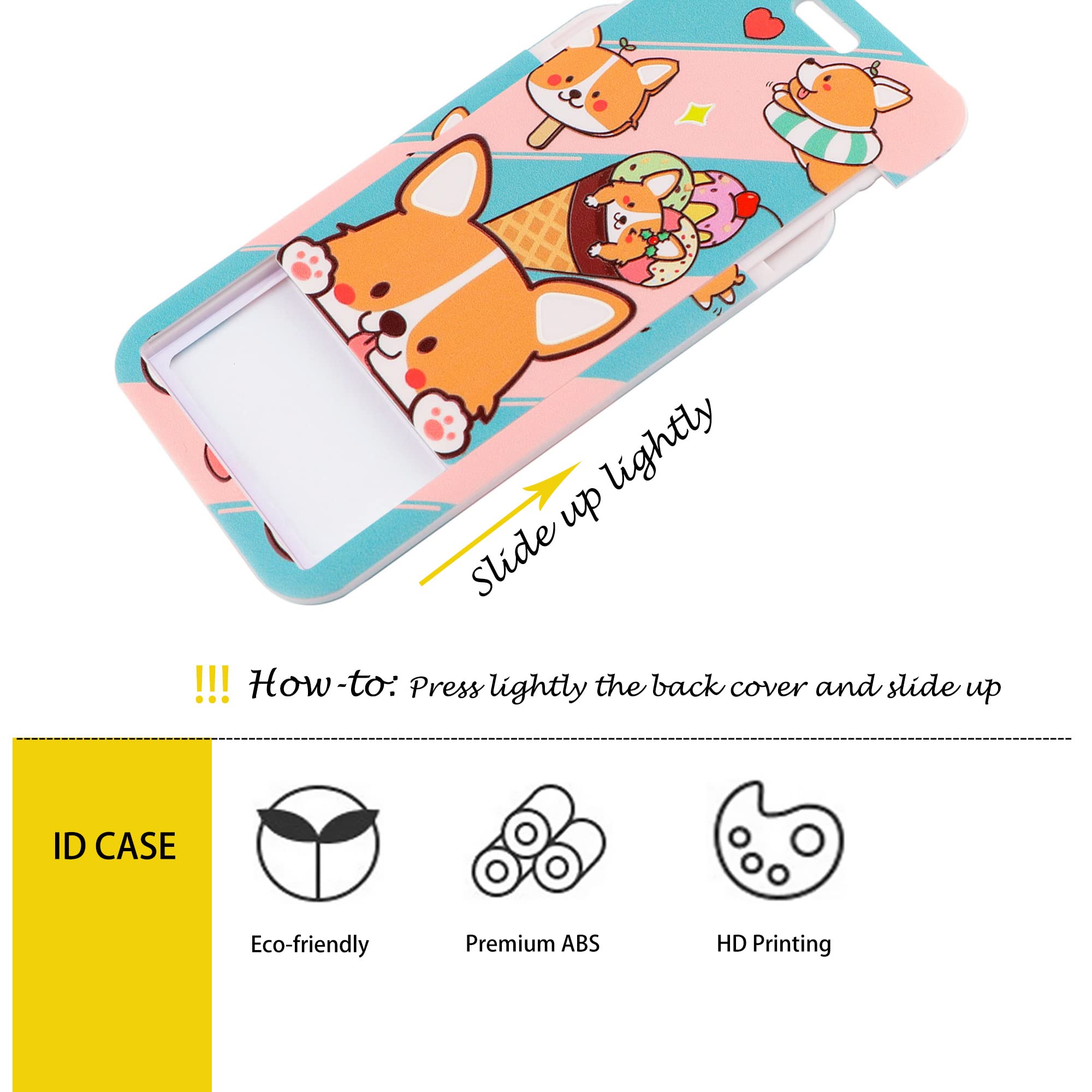 Cute Corgi ID Badge Holder with Lanyard, Kawaii Lanyard for ID Badges Kids Women Keychain with Clip for Keys