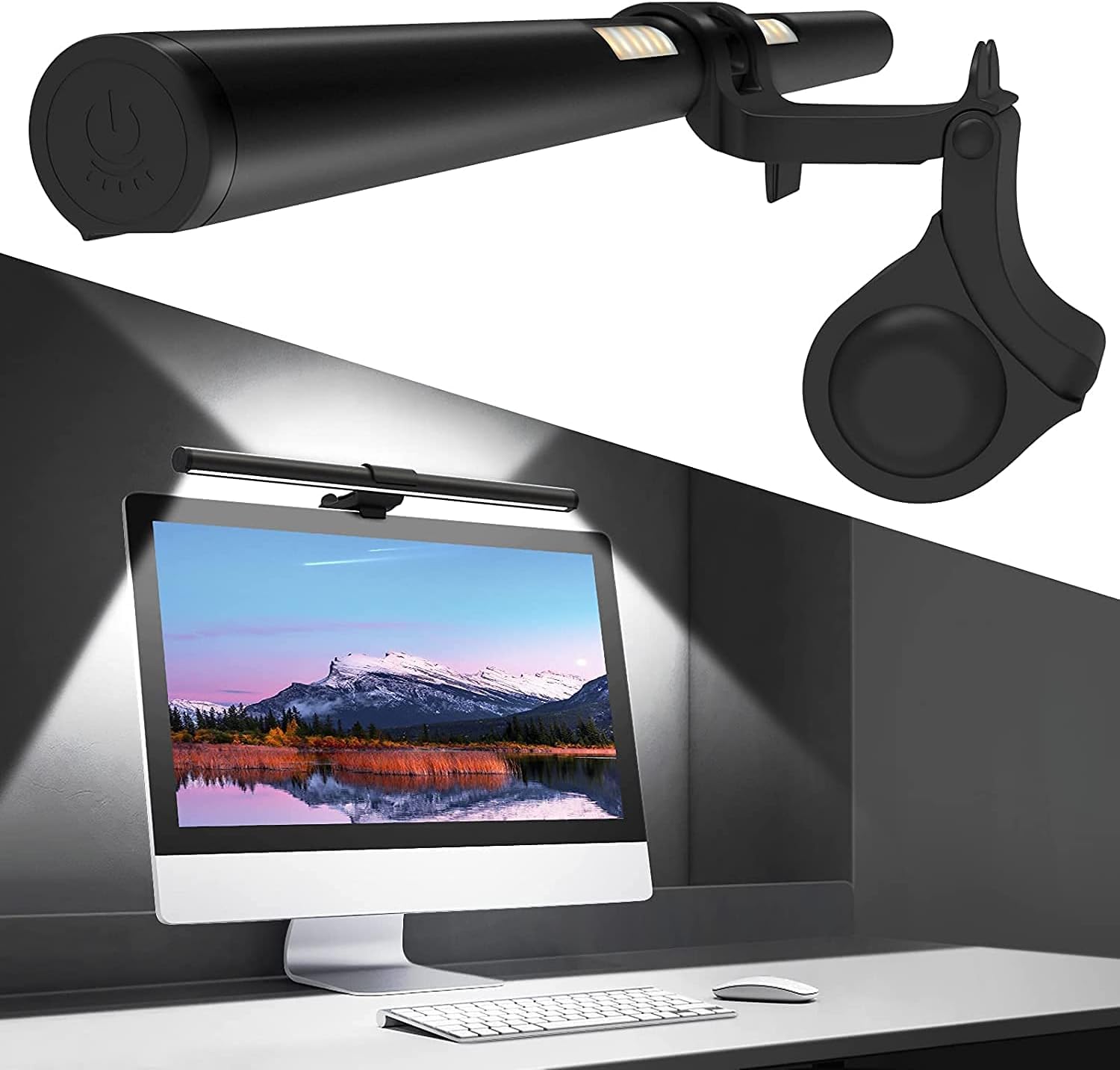 OOWOLF Monitor Light Bar, Screen Light Bar,CRI≥95 Desk Lamp for Eye-Caring,No Glare,Dual Light,Filter Blue-Light,3-Color Mode,Memory Dimming,e-Reading Task Lamp,Computer Light for Desk/Office/Home