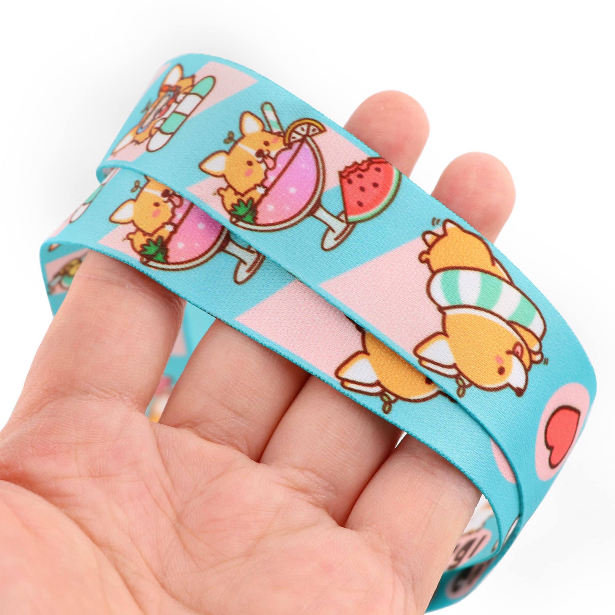 Cute Corgi ID Badge Holder with Lanyard, Kawaii Lanyard for ID Badges Kids Women Keychain with Clip for Keys